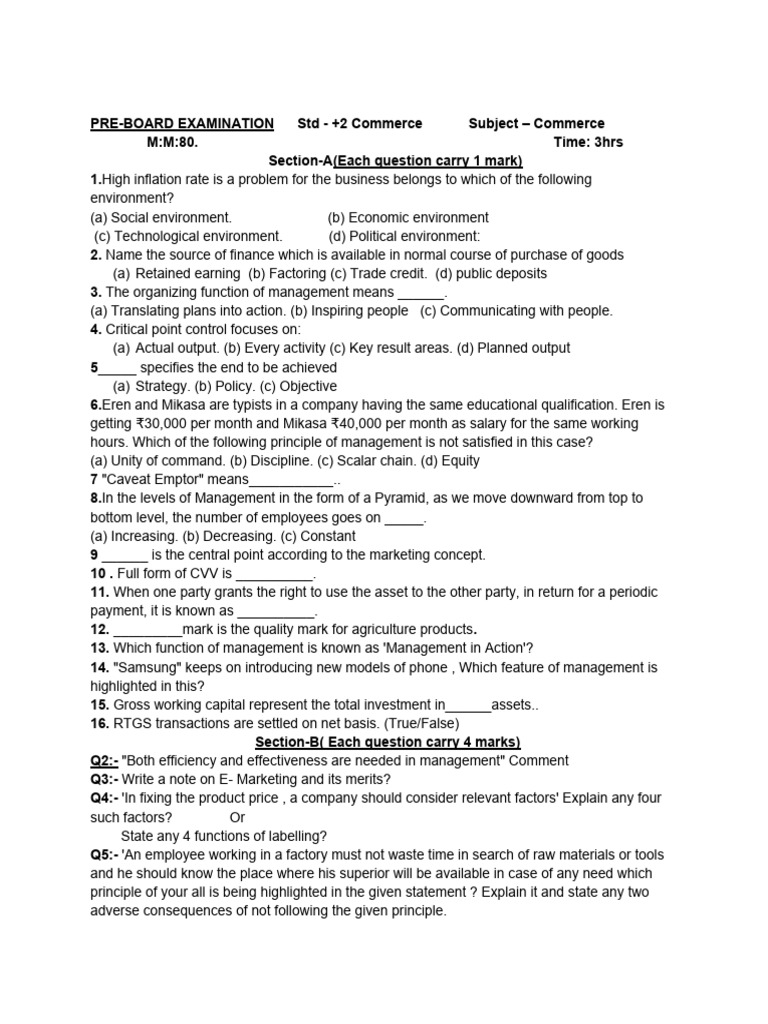 XII Comm, Term 1, Comm | PDF | Marketing | Economies