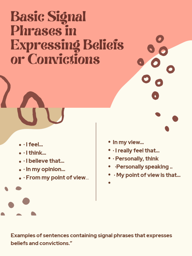 Module 4- Signal Phrases in Expressing Beliefs or Conviction | PDF ...
