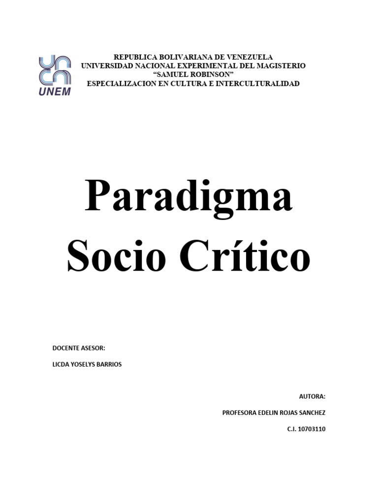 Paradigma Sociocritico | PDF | Conocimiento | Paradigma