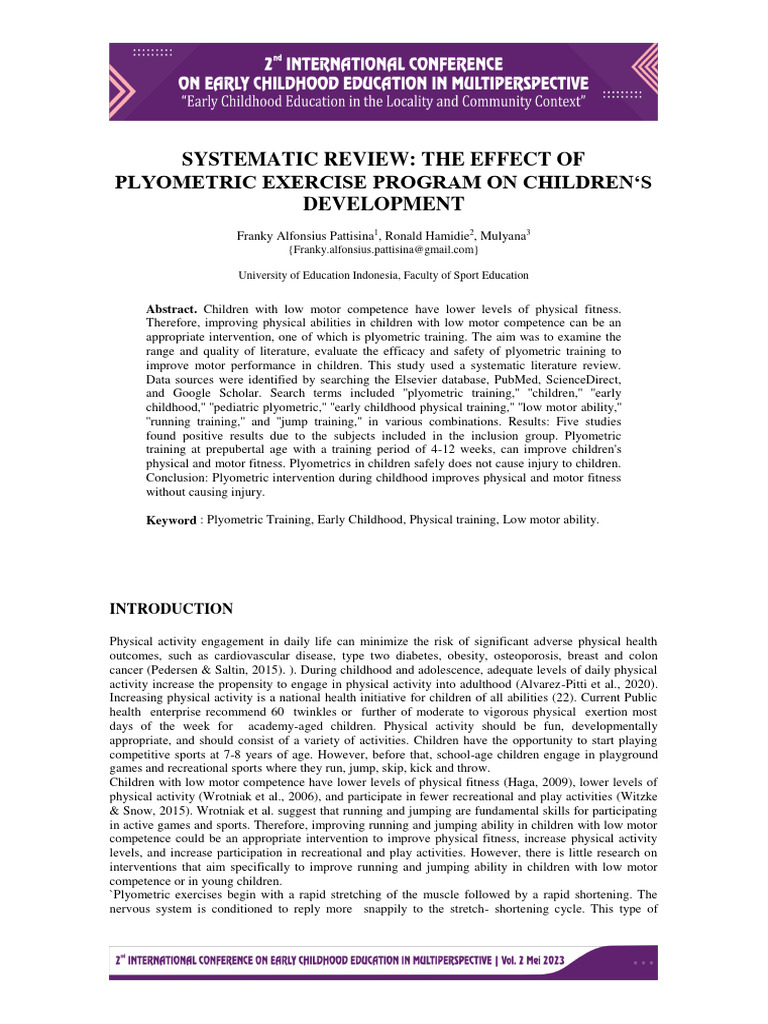 Systematic Review: The Effect of Plyometric Exercise Program On Children S Development | PDF ...