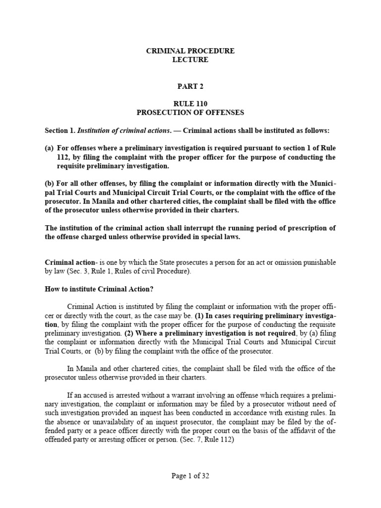 Rule-110-Prosecution-of-Offenses | PDF | Prosecutor | Statute Of Limitations