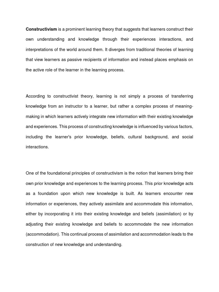 Constructivism Theory | PDF | Constructivism (Philosophy Of Education) | Project Based Learning