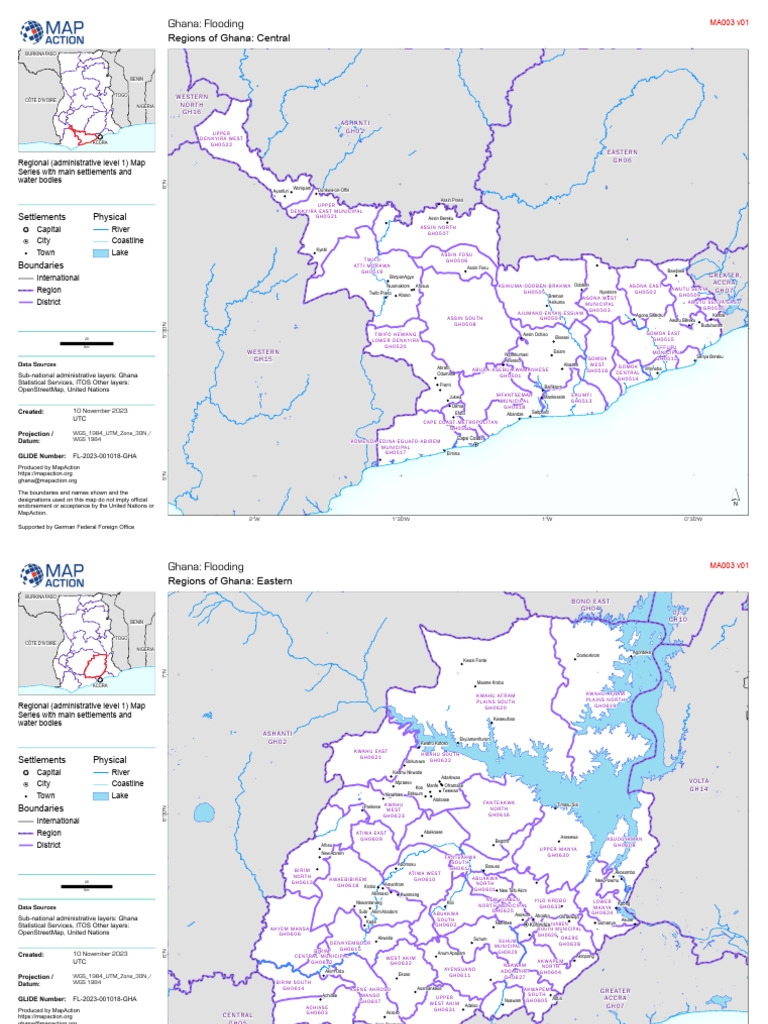 Ghana Regional Map with Rivers | PDF | Surveying | Geographical Technology
