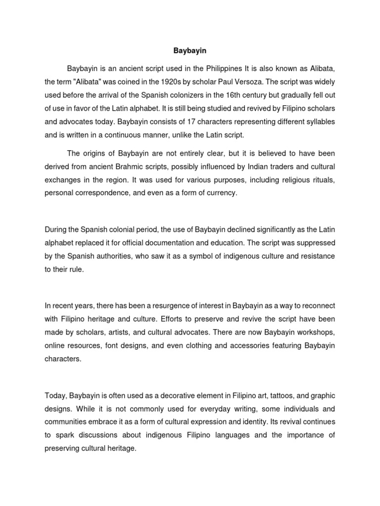 Baybayin | PDF | Calligraphy | Philippines