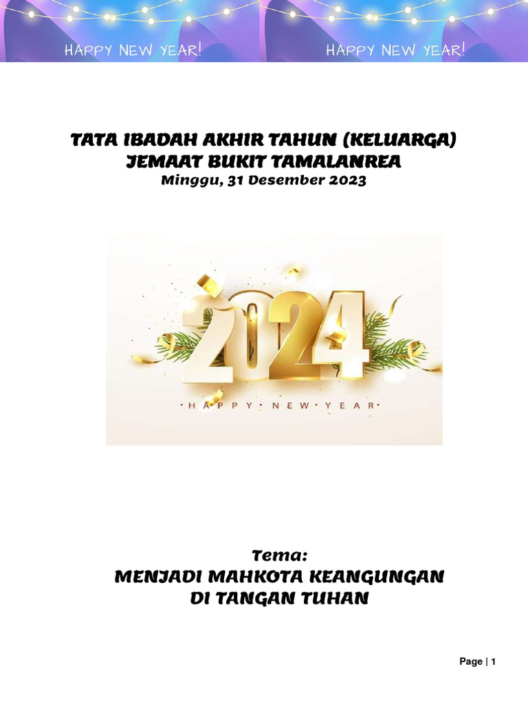 Tata Ibadah Kunci Tahun Keluarga 31 Des 2023 | PDF