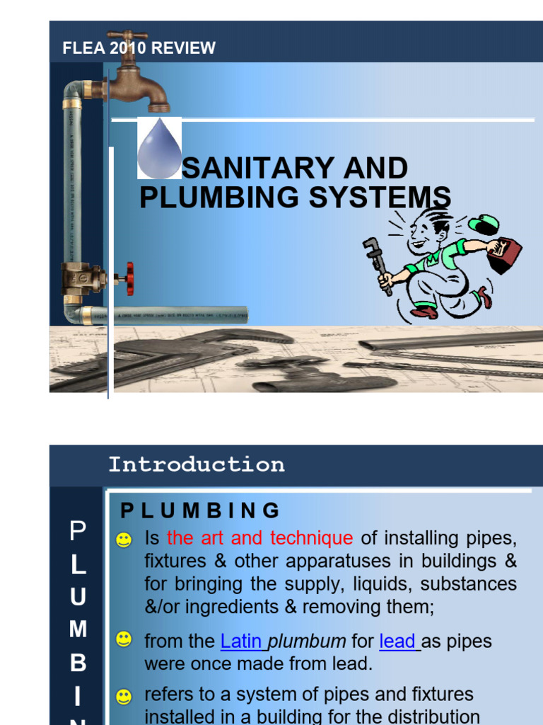 Plumbing and Sanitary Systems Overview | PDF | Pump | Water Purification