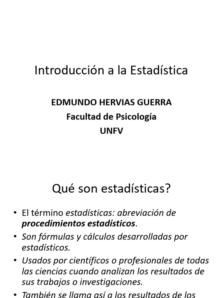 0 Introducción A La Estadística UNFV | PDF | Estadísticas | Muestreo (Estadísticas)