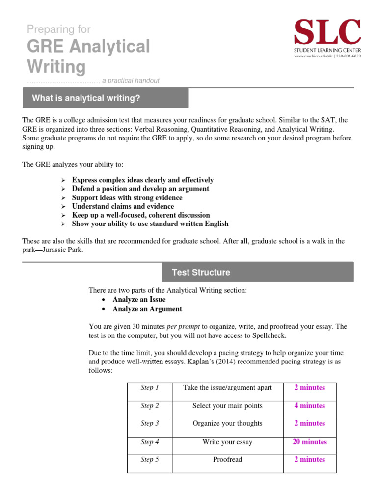 GRE Writing Prep Guide | PDF | Graduate Record Examinations | Essays