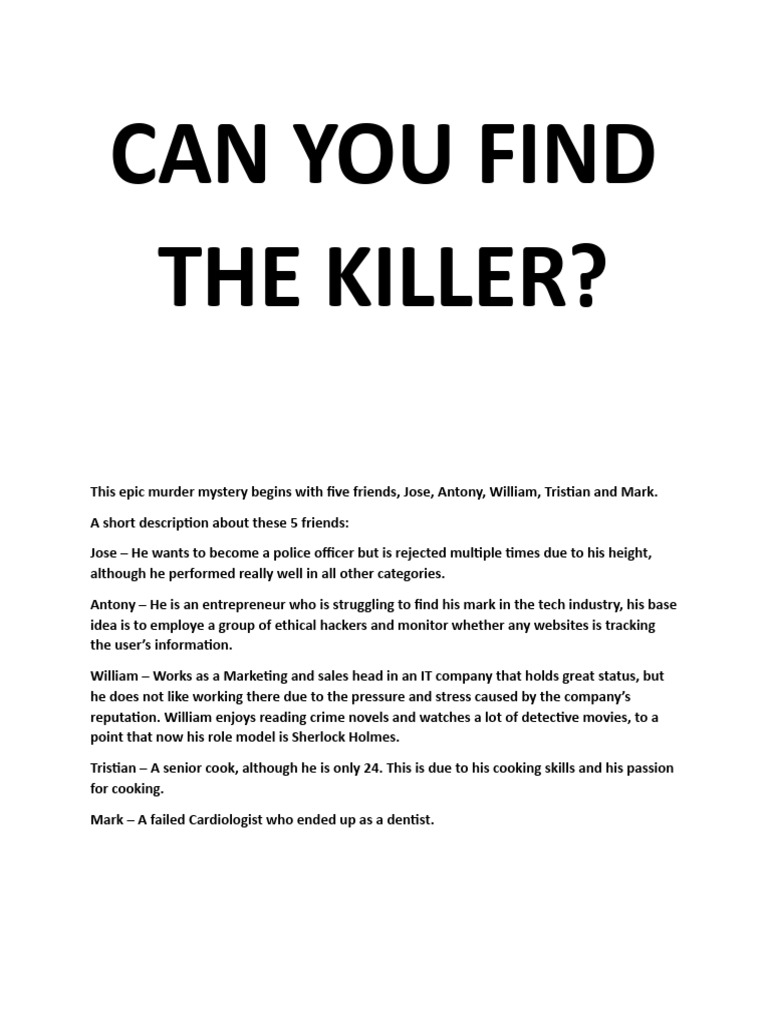 Can You Find The Killer | PDF | Politics | Social Science