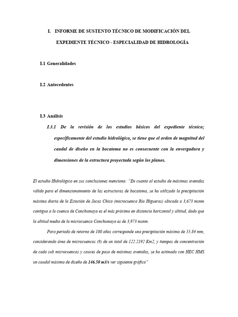 Informe Sustento Hidrologico para Reformulacion | PDF | Descarga (hidrología) | Precipitación