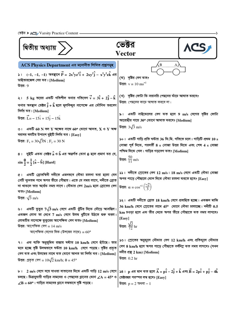 ACS Physics Practice Sheet | PDF