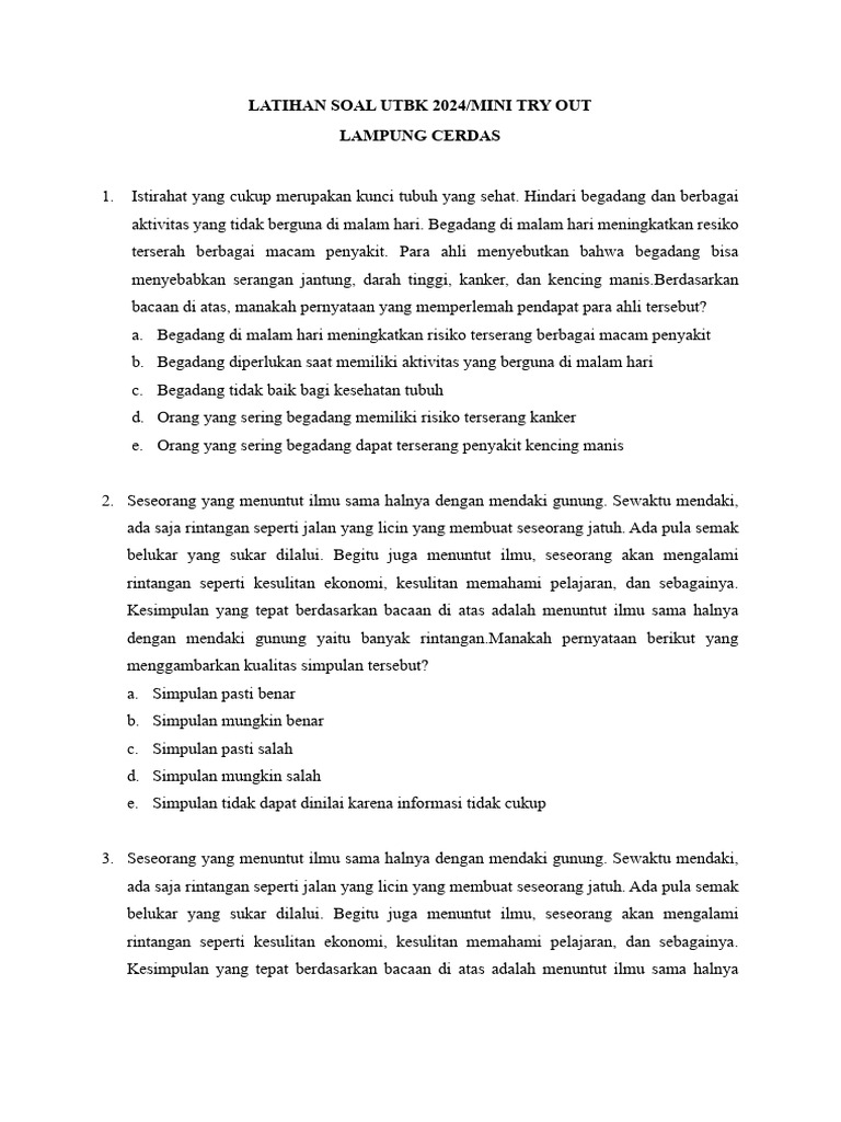 Latihan Soal Utbk 2024 | PDF