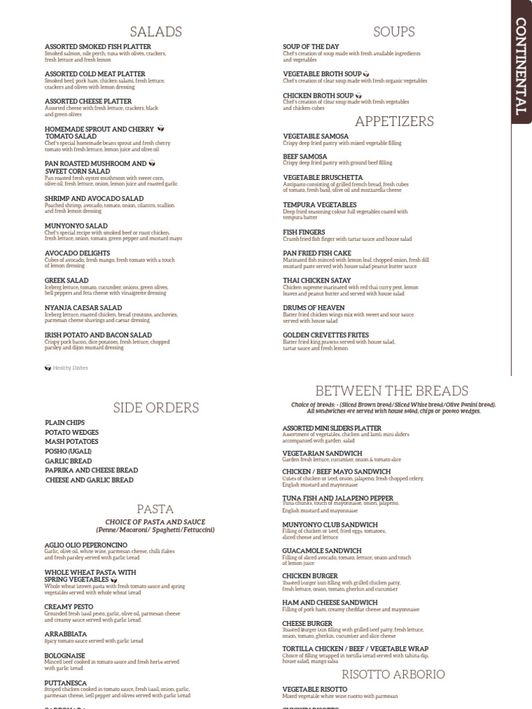 Nyanja Restaurant Menu Overview | PDF | Indian Cuisine | Kebab