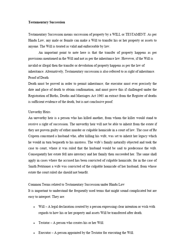 Testamentary Succession | PDF | Will And Testament | Justice