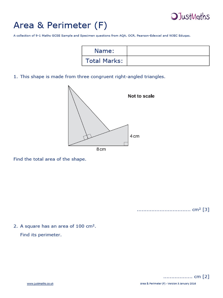 Area & Perimeter GCSE Questions | PDF | Area | Rectangle