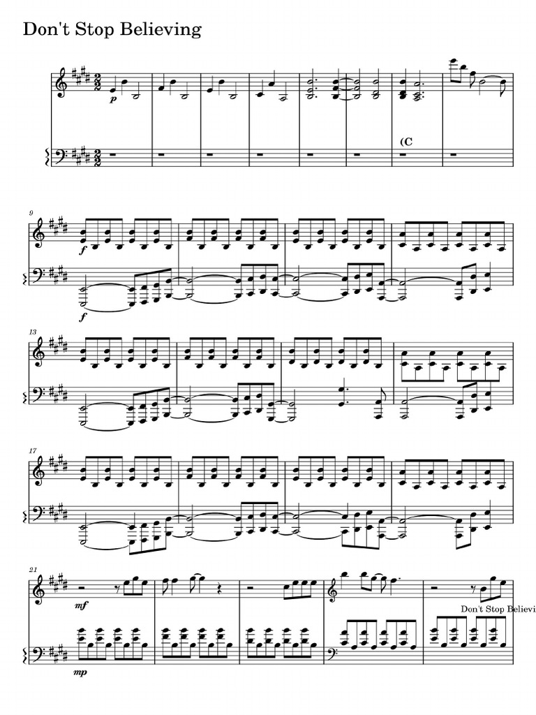 Dont Stop Believing Piano | PDF