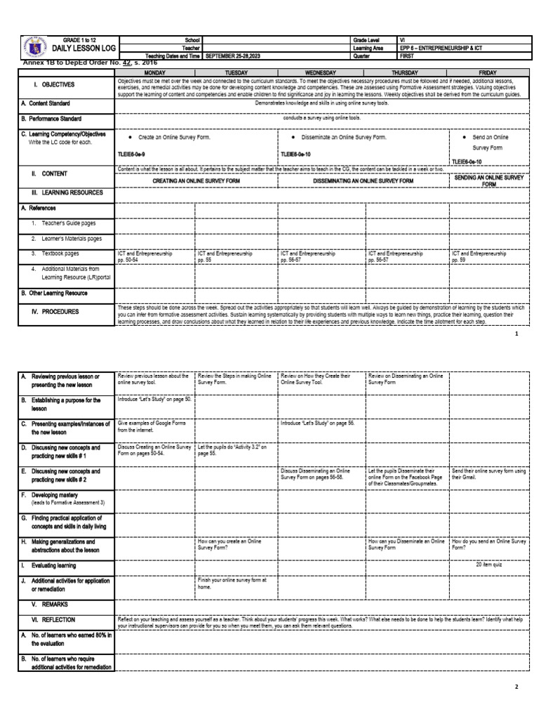 DLL Epp6-Ict Q1 W5 | PDF | Educational Technology | Learning