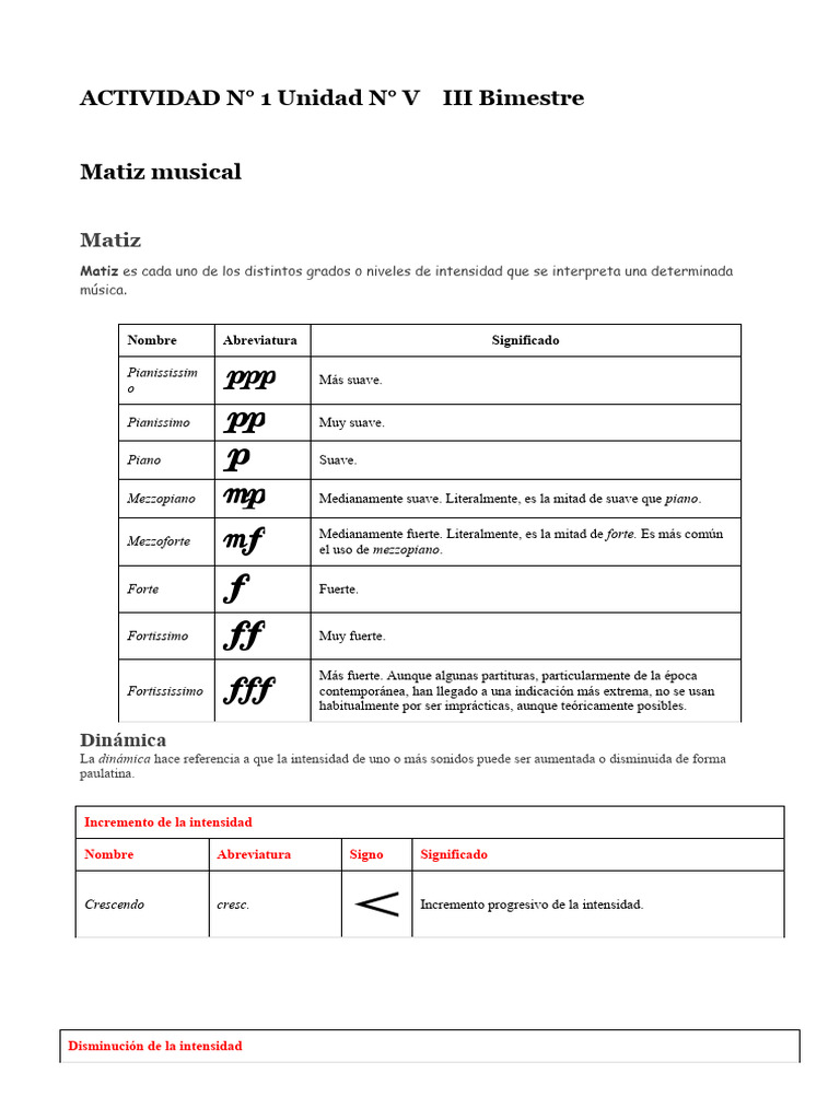ACTIVIDAD 1 4 Sec. Matices Musicales 3B | PDF | Teoría musical | Ciencia de sistemas
