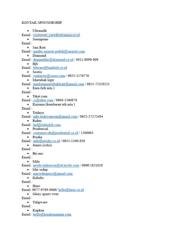 Kontak Sponsorship | PDF