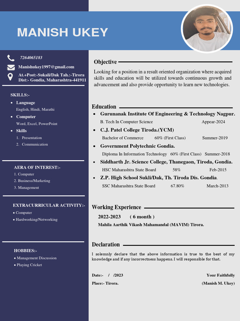 Manish Ukey Resume | PDF
