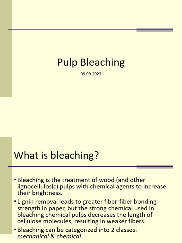 Pulp Bleaching | PDF | Pulp (Paper) | Hydrogen Peroxide