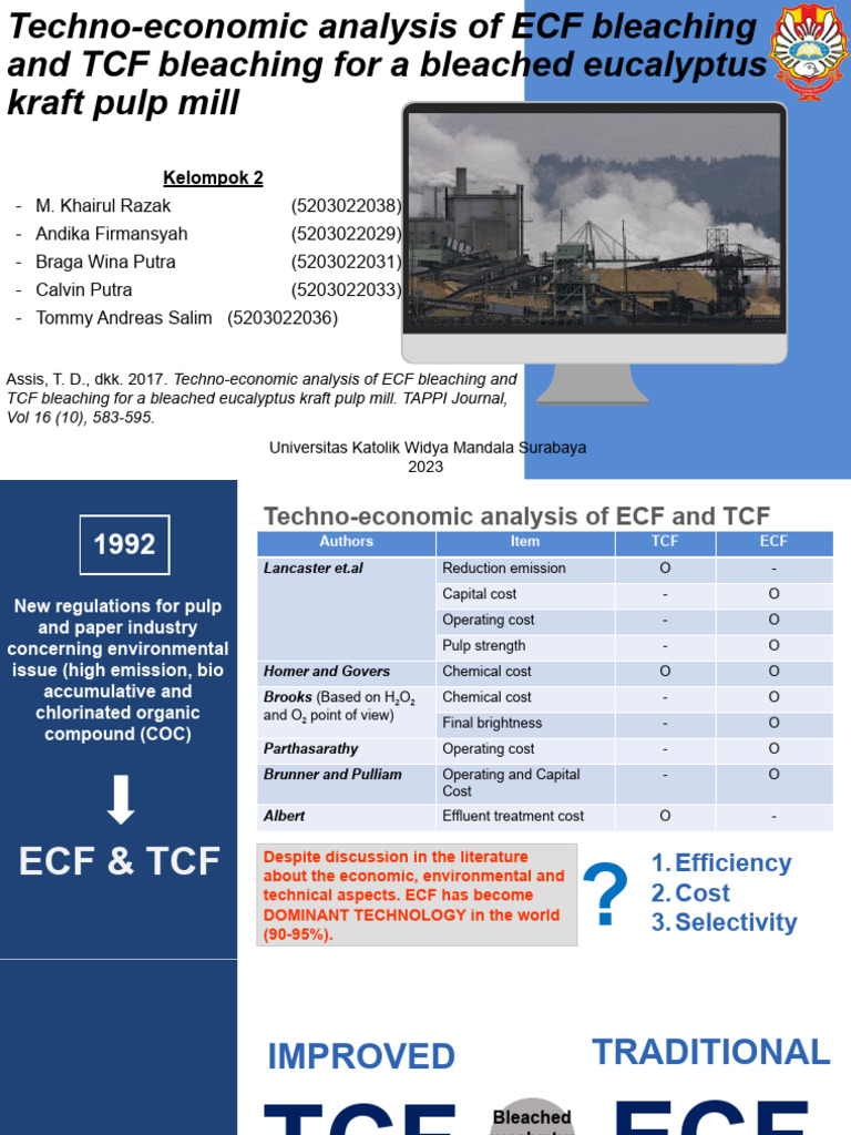 ECF vs TCF Bleaching: Techno-Economic Insights | PDF | Pulp (Paper ...