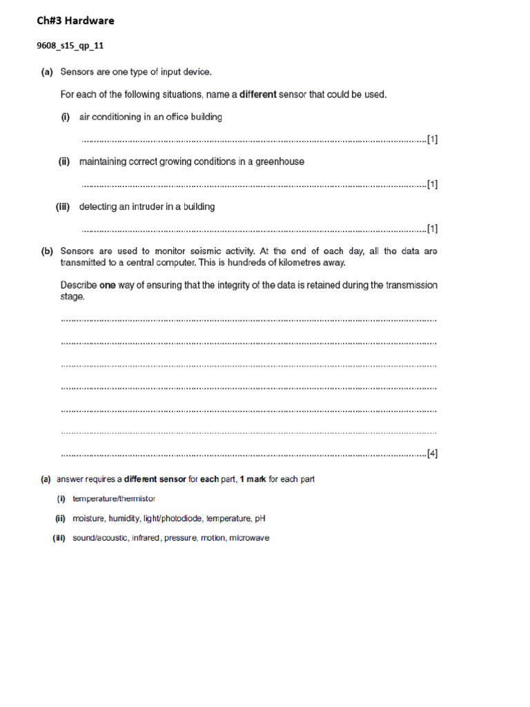 O Level Computer Science CHP #3 Hardware Notes | PDF O Level Computer Science CHP #3 Hardware Notes | PDF