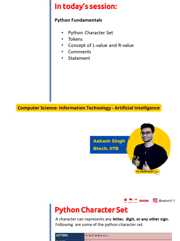 Class 11 Python Fundamentals CS 083 | PDF | Reserved Word | Variable ...