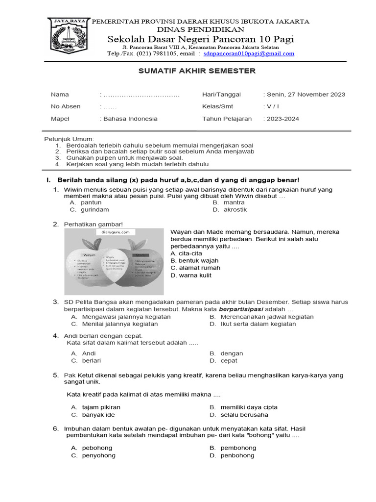 SAS B INDO Kls 5 SMT 1 | PDF