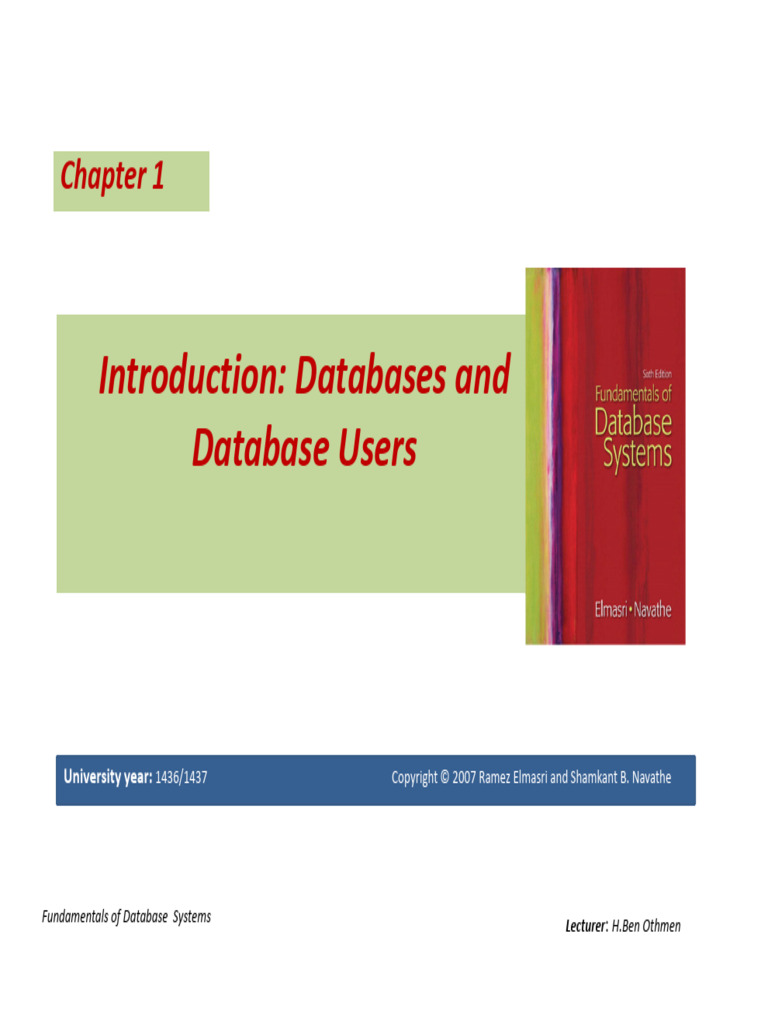 Lecture 1 Db Pdf Databases Data Model