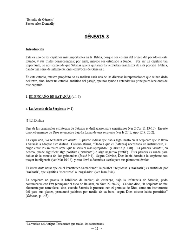 Estudio de Génesis 3: Origen del Pecado | PDF | Adán y Eva | Satán
