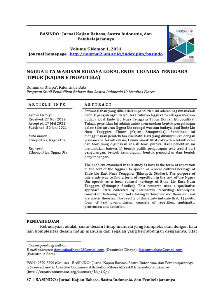 Nggua Uta Warisan Budaya Lokal Ende Lio 4db51cc9 | PDF