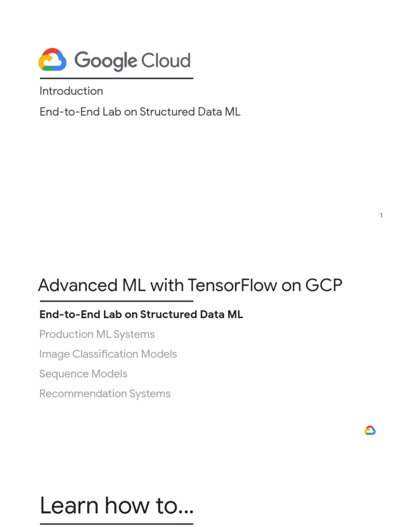 End-to-End Machine Learning With TensorFlow On GCP | PDF | Cloud ...