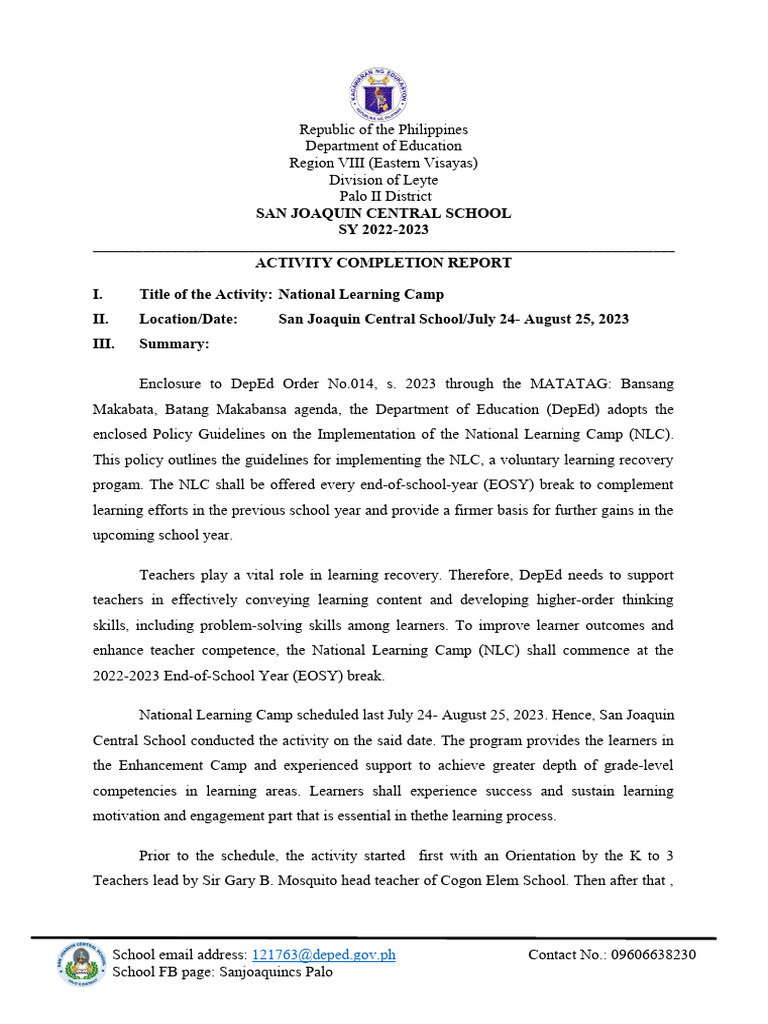 ACR On NLC | PDF | Teachers | Teaching