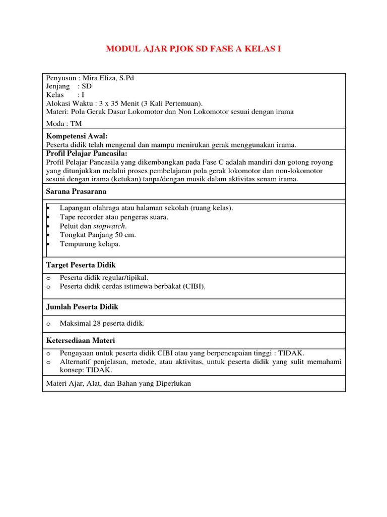 Modul Ajar Kelas 1 Pdf