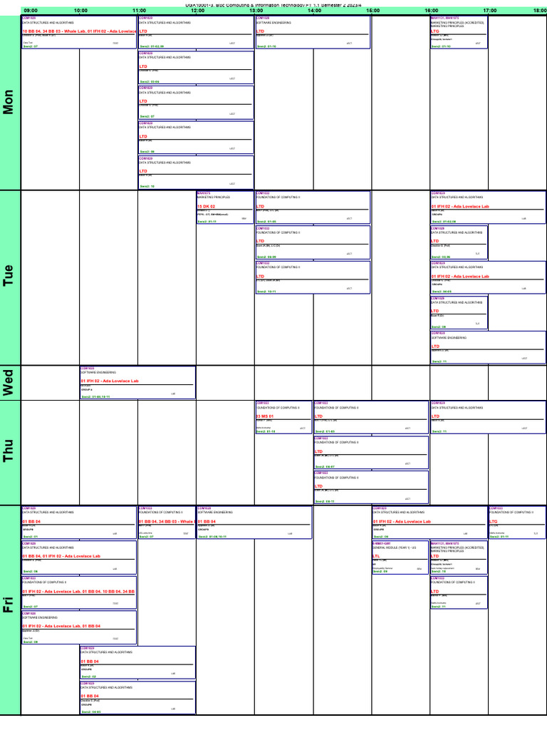 EE00 Y1 Sem 2 2023-24 Timetables (23-01-2024) | PDF | Computing | Software