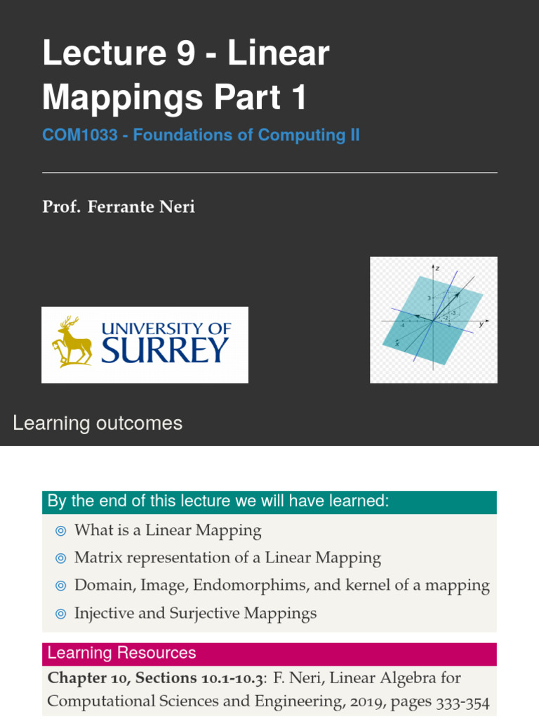 Lecture 9 COM1033 | PDF | Linear Map | Vector Space
