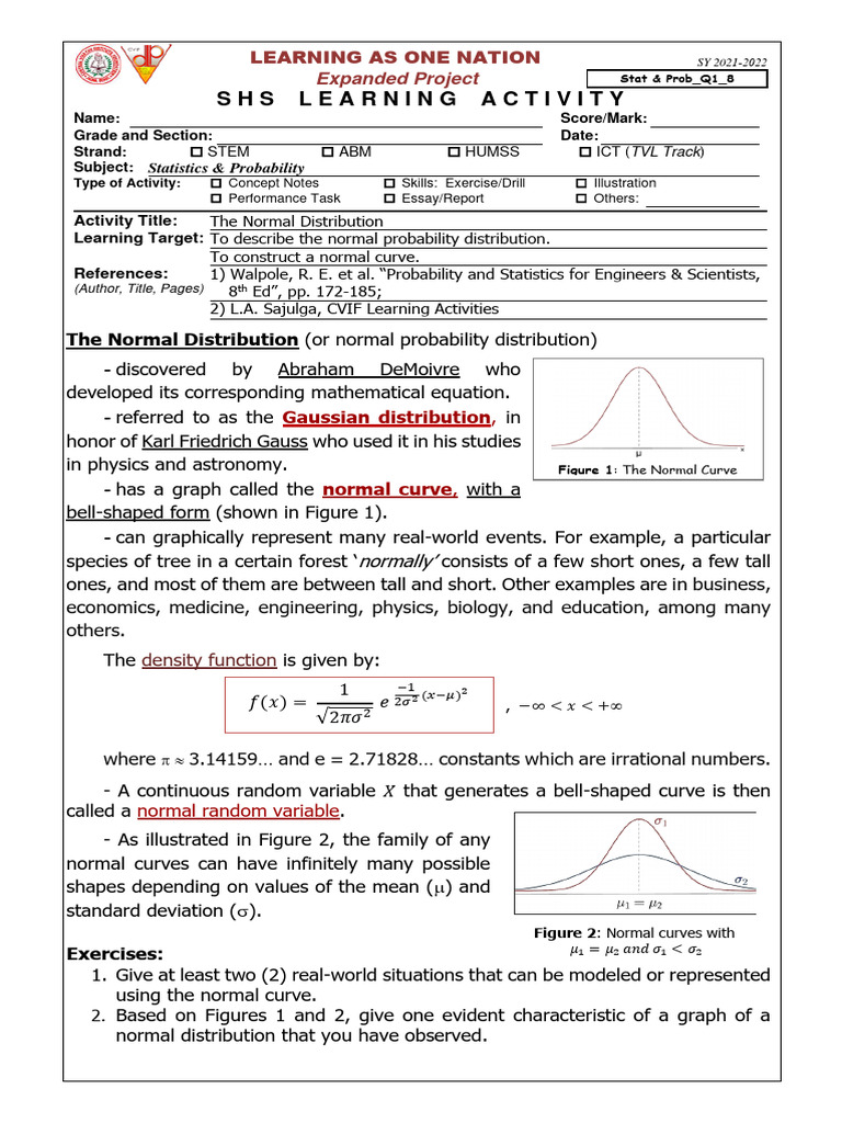 LAS 8 Normal Distribution | PDF