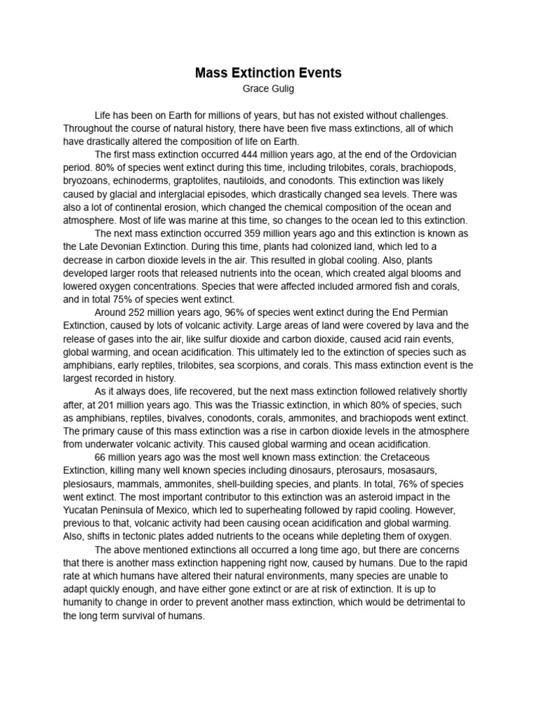 Mass Extinction Events Summary | PDF | Physical Geography | Nature