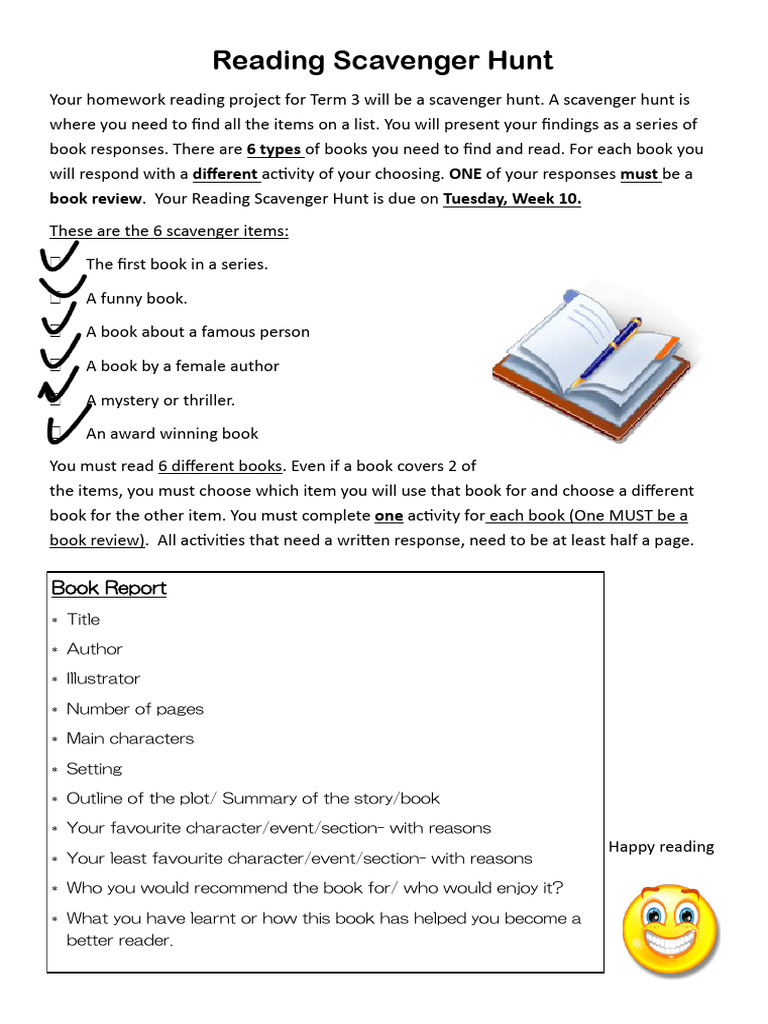 Reading Scavenger Hunt | PDF | Books