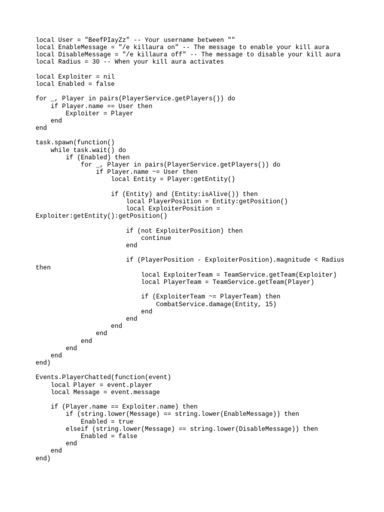 Roblox Universal Kill Aura Script | PDF
