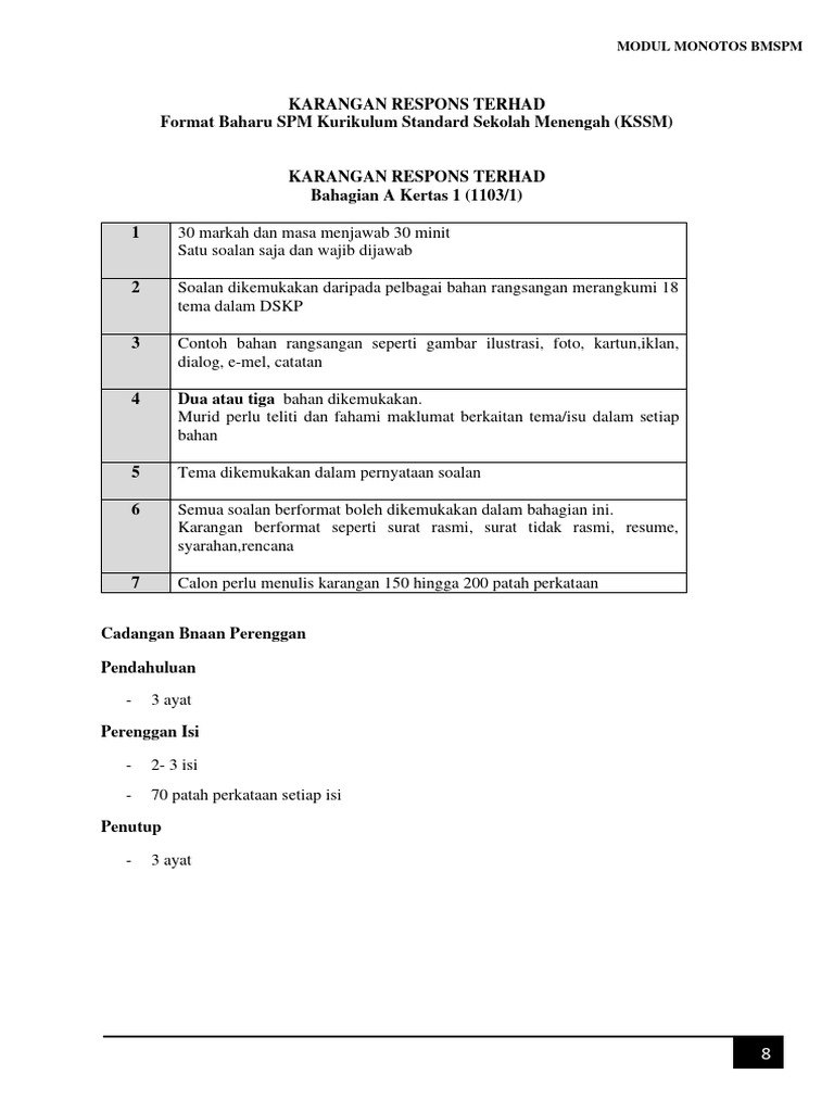 Modul Monotos BM SPM Kertas 1 | PDF