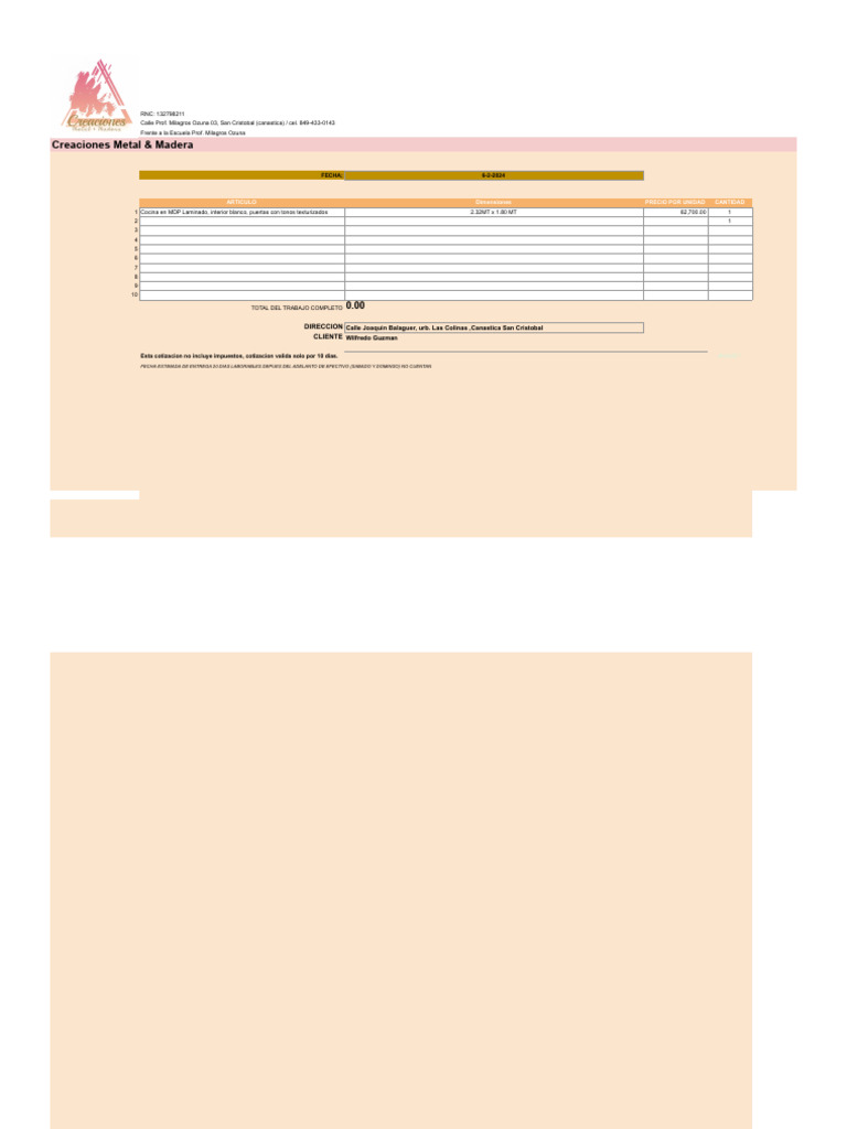 Cotizacion Wilfredo | PDF
