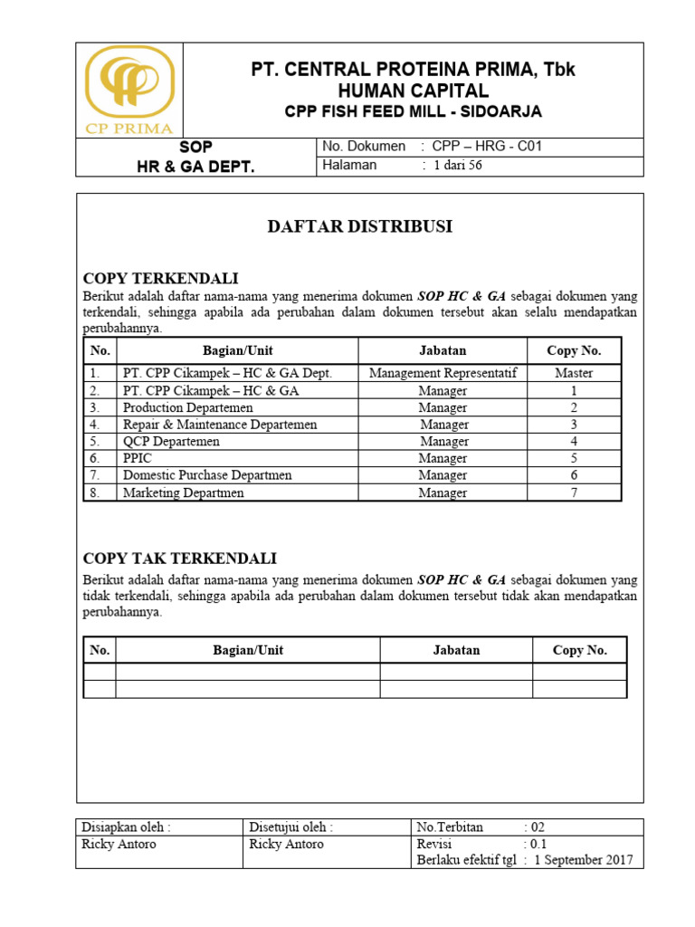 SOP Dept. HR & GA | PDF