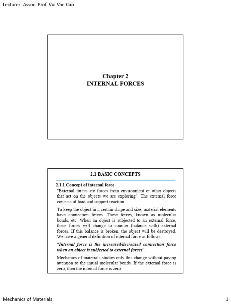 Understanding Internal Forces in Mechanics | PDF | Bending | Force
