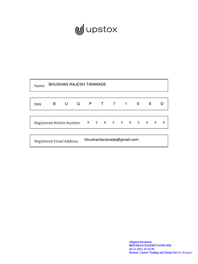 61816d14e254af52b91261eb All UPSTOX SIGNED | PDF | Identity Document
