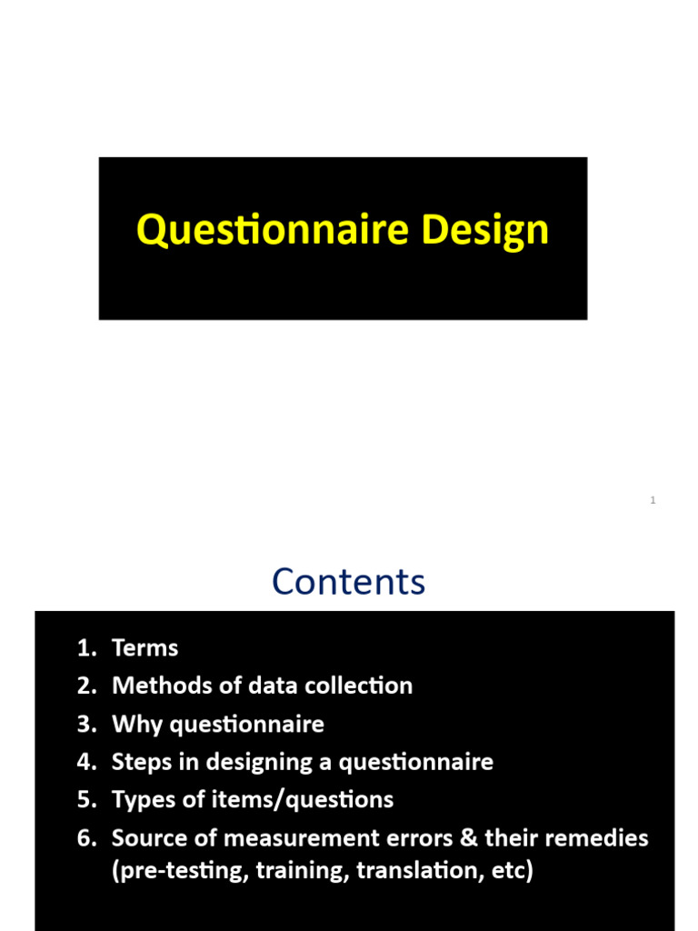 Questionnire Design | PDF | Validity (Statistics) | Questionnaire