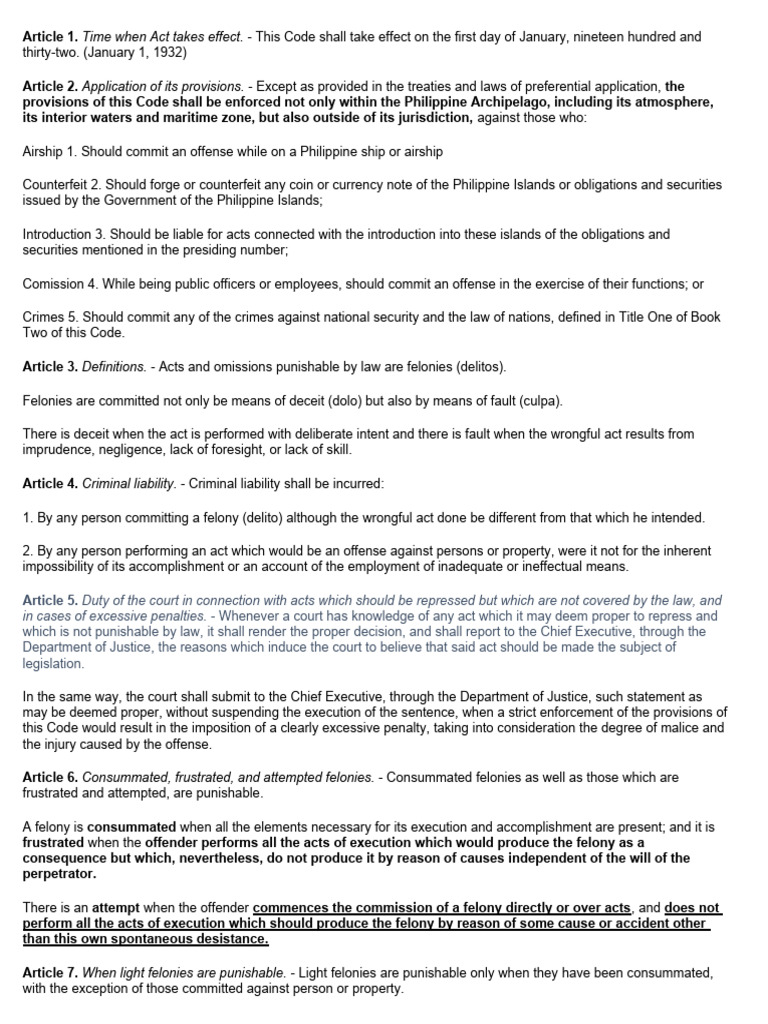 Revised Penal Code | PDF | Felony | Crimes