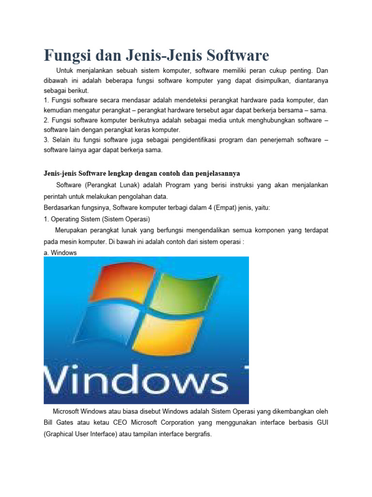 Fungsi dan Jenis Software Komputer | PDF | Komputer