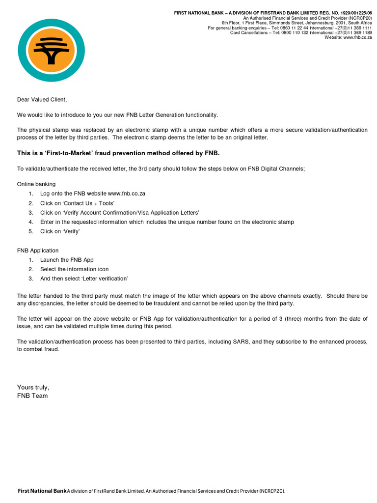 Account Confirmation Letter | PDF | Authentication | Financial Services